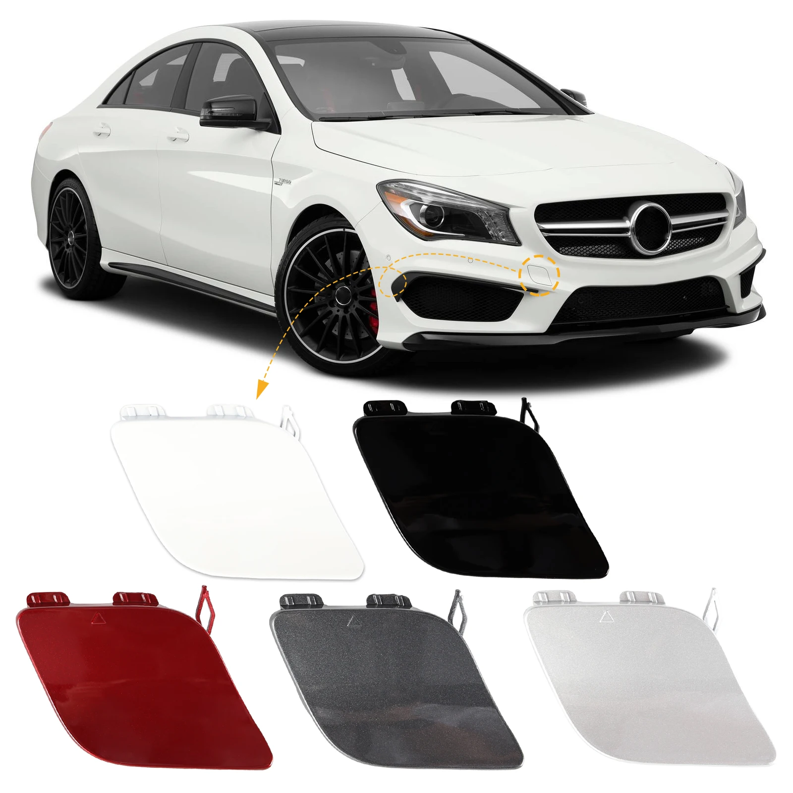 Front Bumper Tow Hook Cap Towing Eye Cover For Mercedes CLA W117 AMG ...