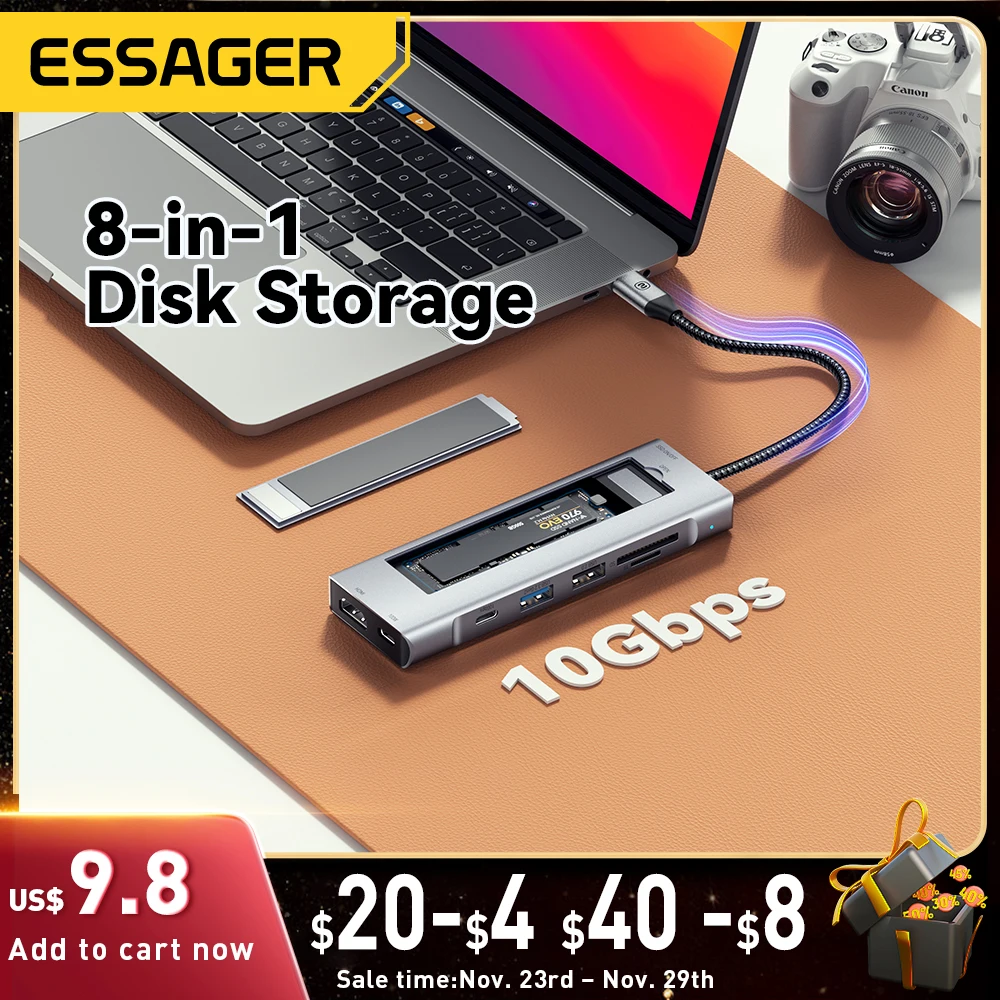 Essager-8-in-1-USB-Hub-With-Disk-Storage-Function-USB-Type-c-to-HDMI ...