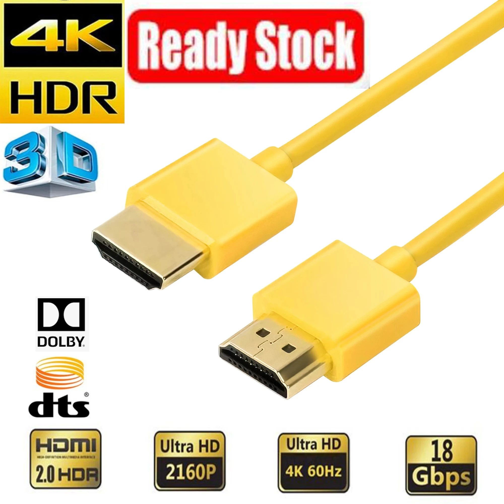 Ultra-Slim-HDMI-Cable-4K-36AWG-Short-HDMI-2-0-Cable-4K-60Hz-High-Speed ...