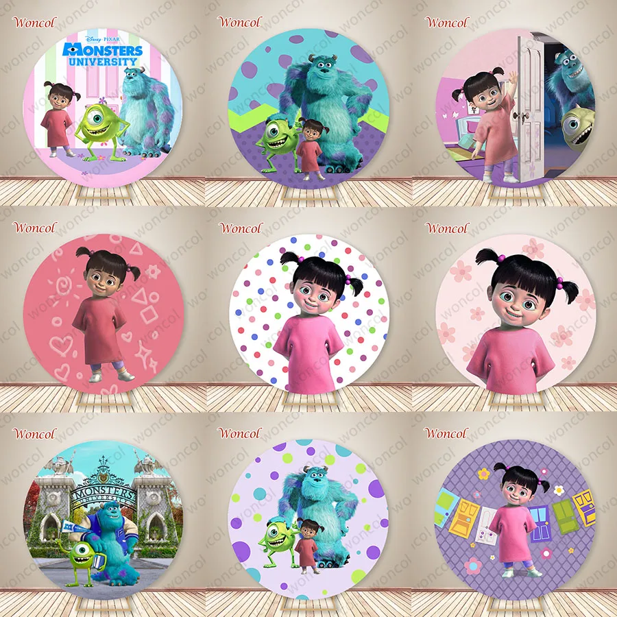 Boo Custom Round Cover Kids Birthday Backdrop Monsters University Mike ...