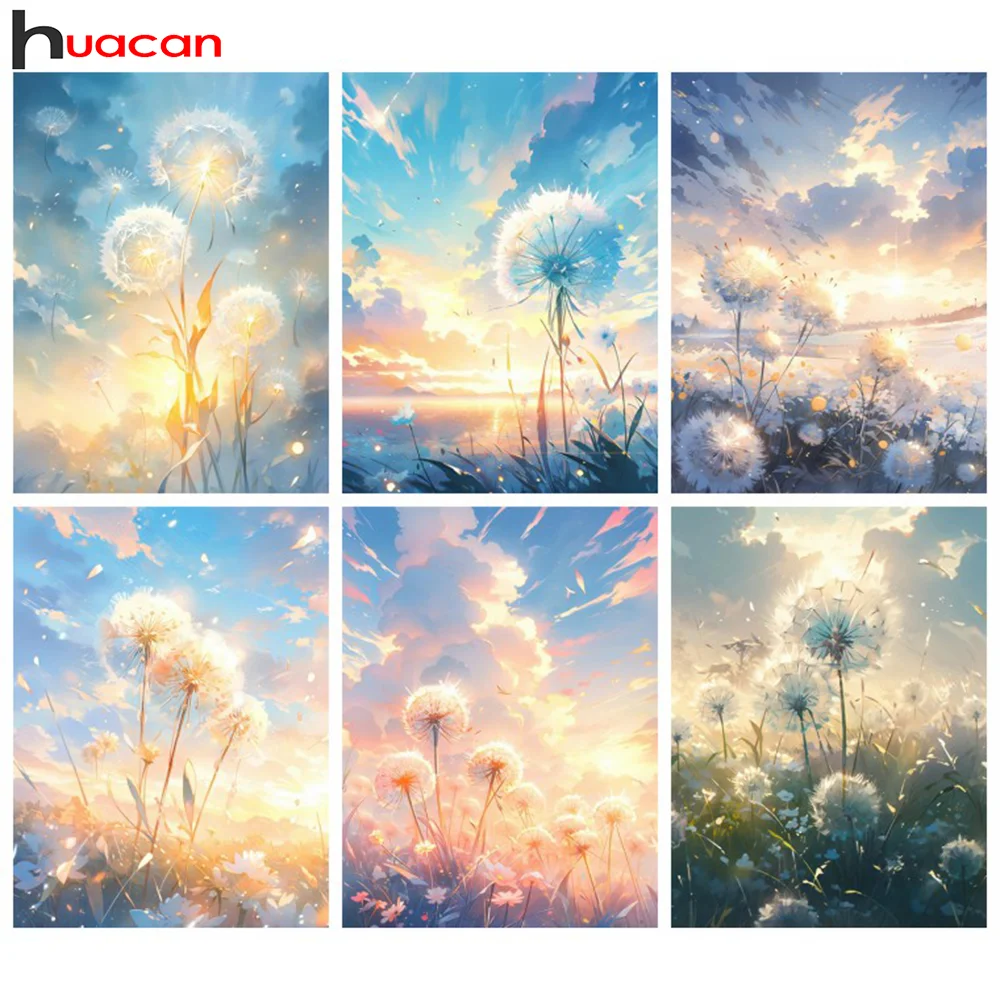 Huacan-Full-Square-Round-Diamond-Painting-Dandelion-Flower-Embroidery ...