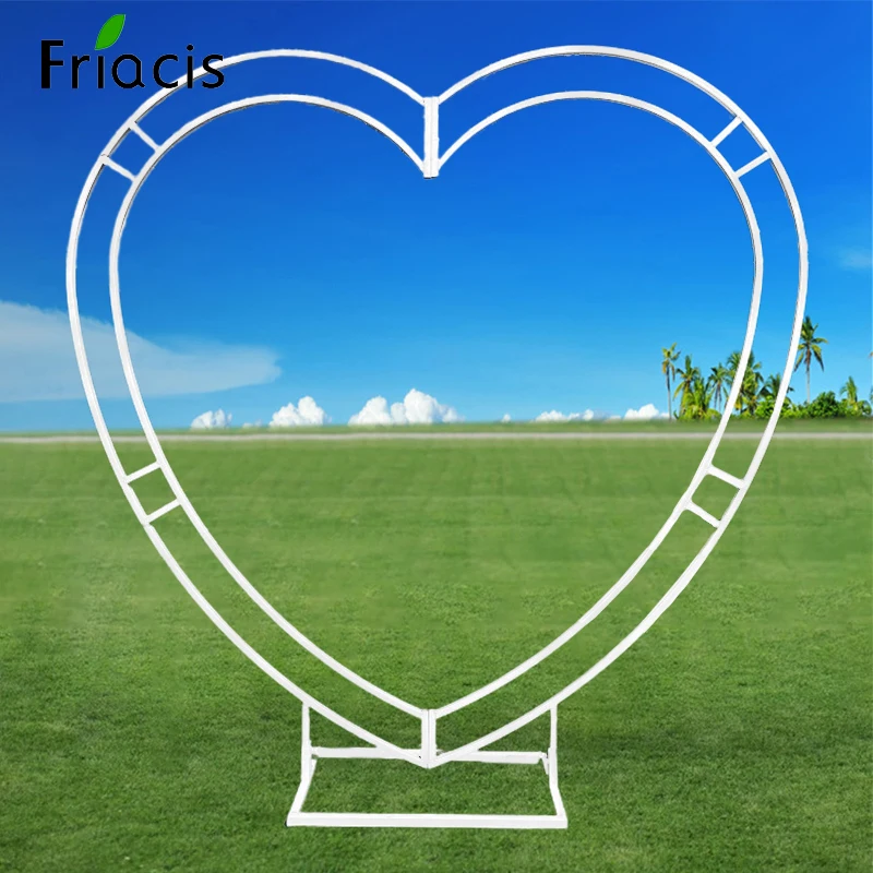 2M-White-Iron-Love-Arch-Stand-Heart-Shaped-Frame-Wedding-Background ...