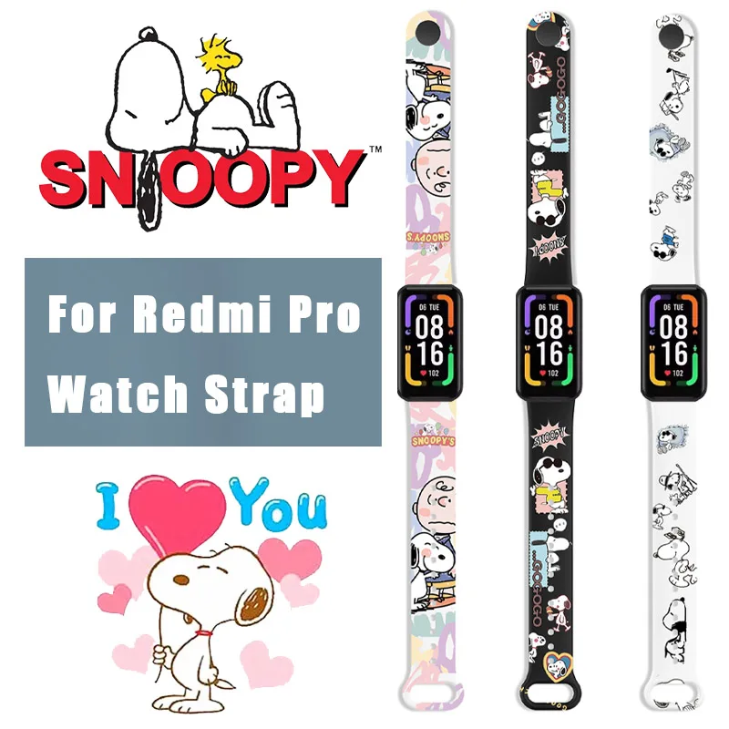 Snoopy Silicone Watch Band for Xiaomi Redmi Pro Smart Watch Replacement ...