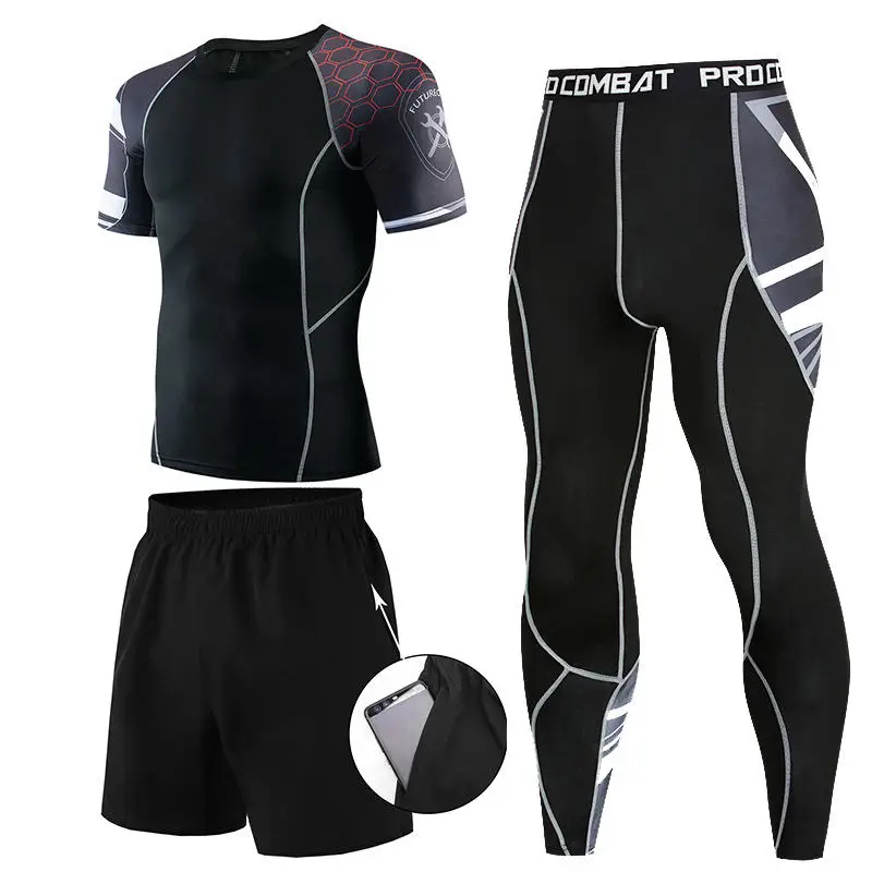 Men's Muay Thai Men MMA Kickboxing Sport Suit BJJ Rashguard T Shirts ...