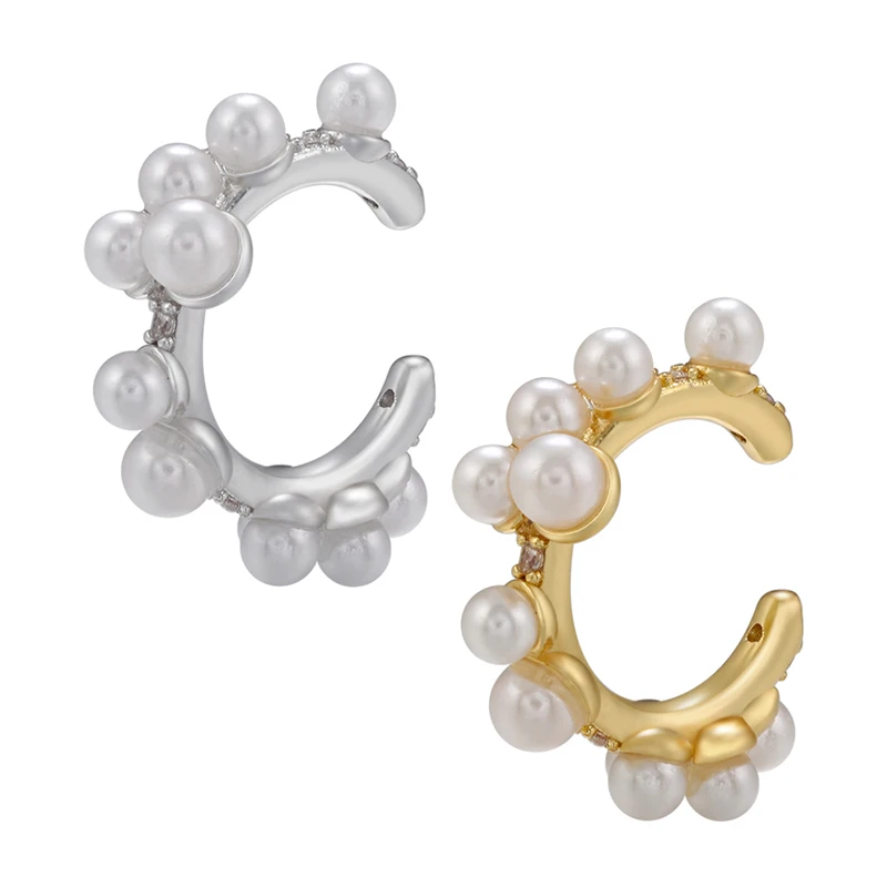 ZHUKOU-pendientes-de-clip-con-perlas-para-mujer-piercing-falso-elegante ...
