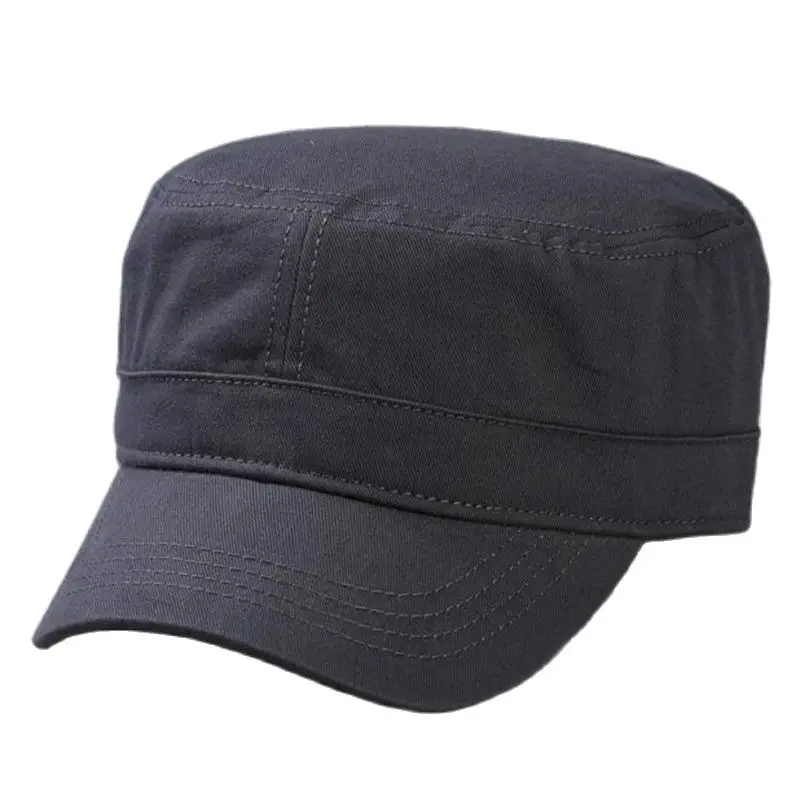 Breathable-Fitted-Flat-Top-Army-Cap-Dad-Cotton-Sun-Hat-Men-Back-Closed ...