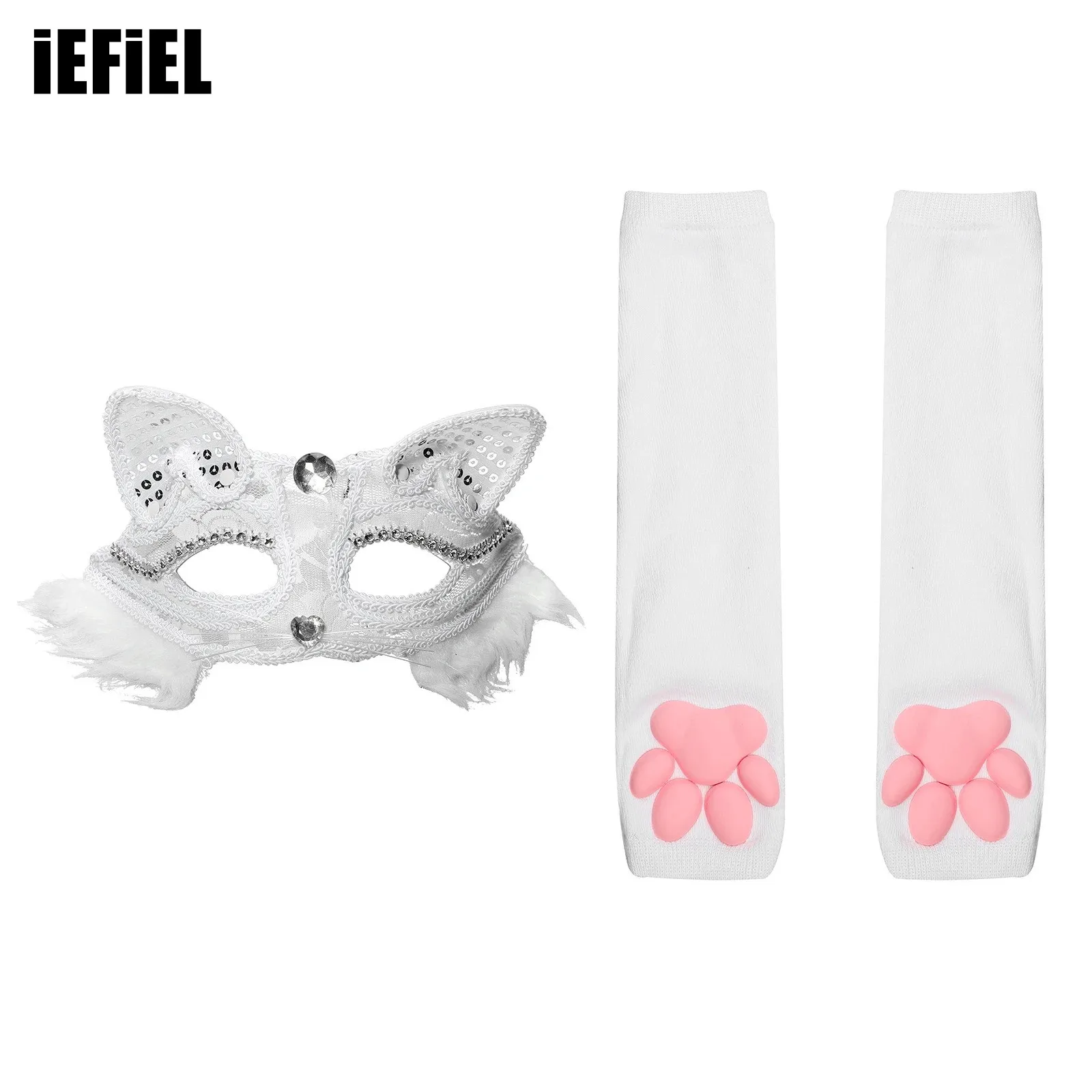 Womens-Girls-Kitten-Cosplay-Set-Cat-Mask-with-Paw-Sleeves-Cat-Ears ...