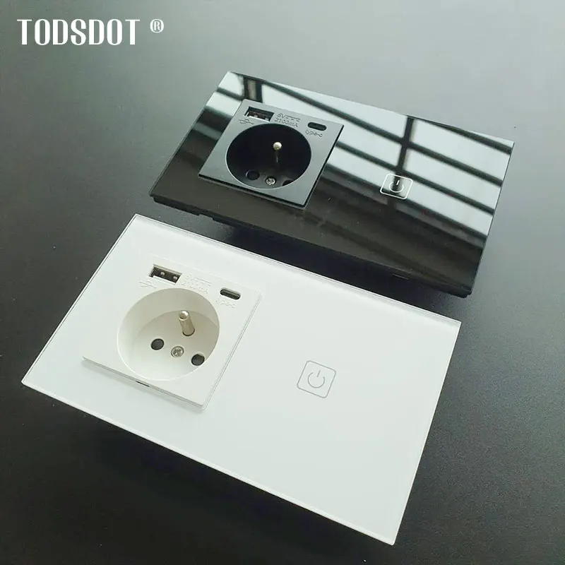 EU-Smart-Touch-Sensor-Switch-Socket-Wall-French-Dual-Frame-Crystal ...