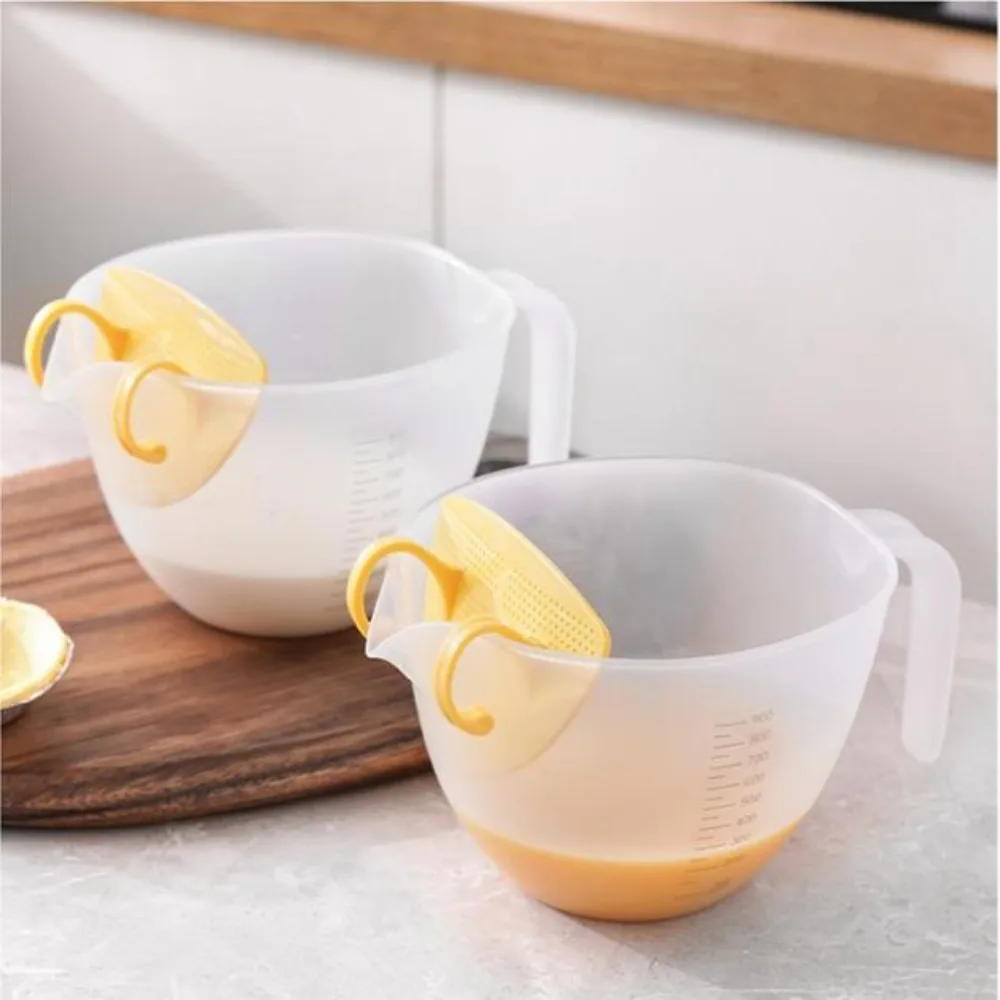 1000ML Filter Measuring Cup Egg Liquid Mixing Cup Built-in Filter Plate ...