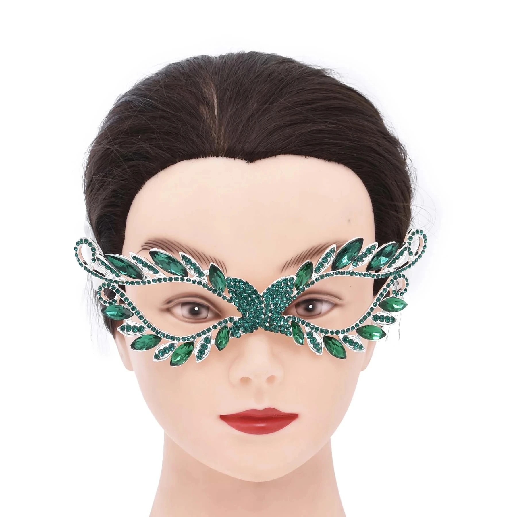 Fashion-Sexy-Full-Clear-Red-Green-Black-Crystal-White-Silk-Ribbon-Mask ...