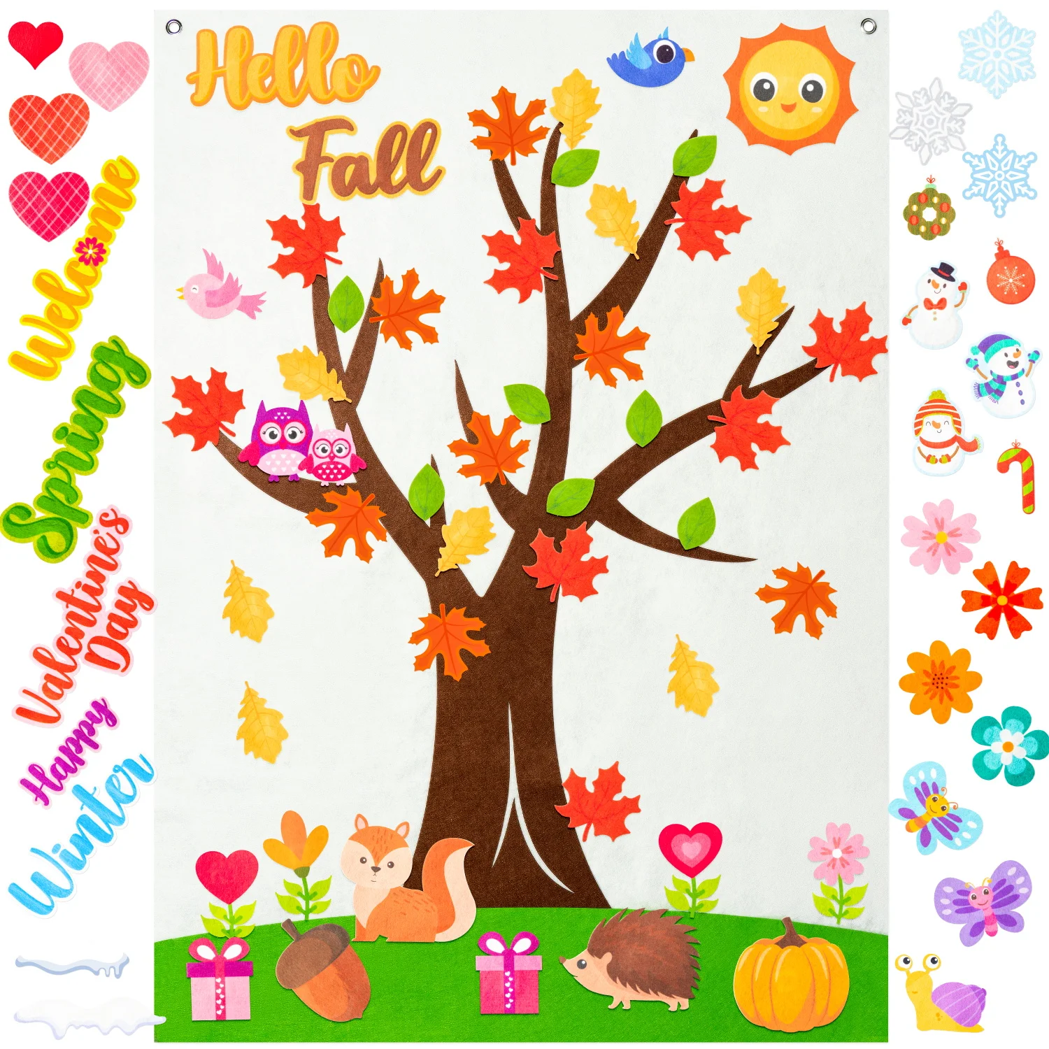 149Pcs DIY Felt Tree Felt Storyboard Set Fall Winter Falling leaves ...
