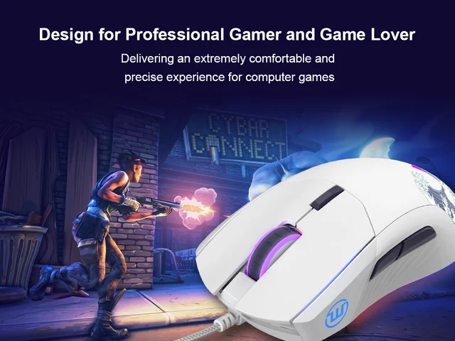 Gaming Mouse Wired COSTOM G705 Wired Gaming Mouse White, RGB Backlit PC ...