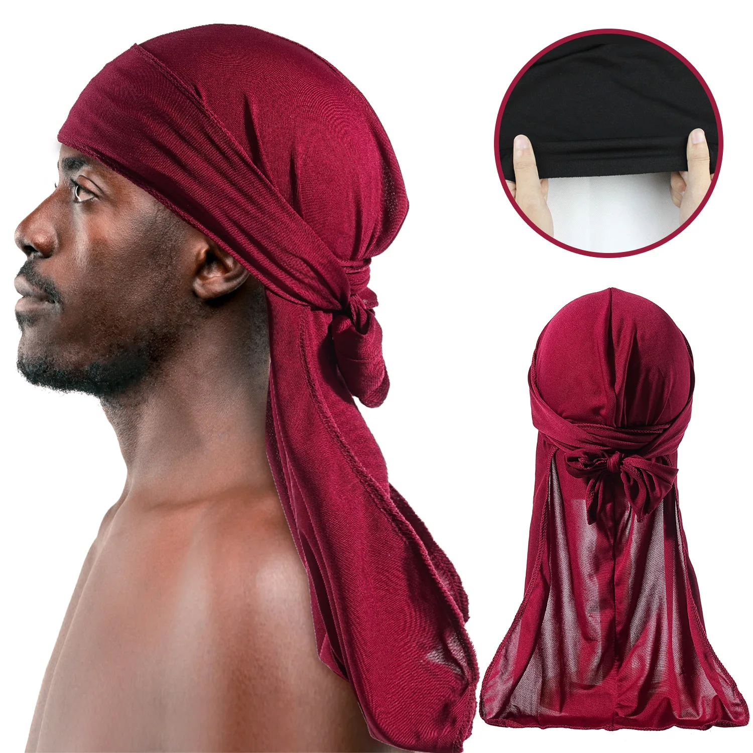 Silky Durags Turban Cap Men Women Bandanas Headband Hair Accessories ...