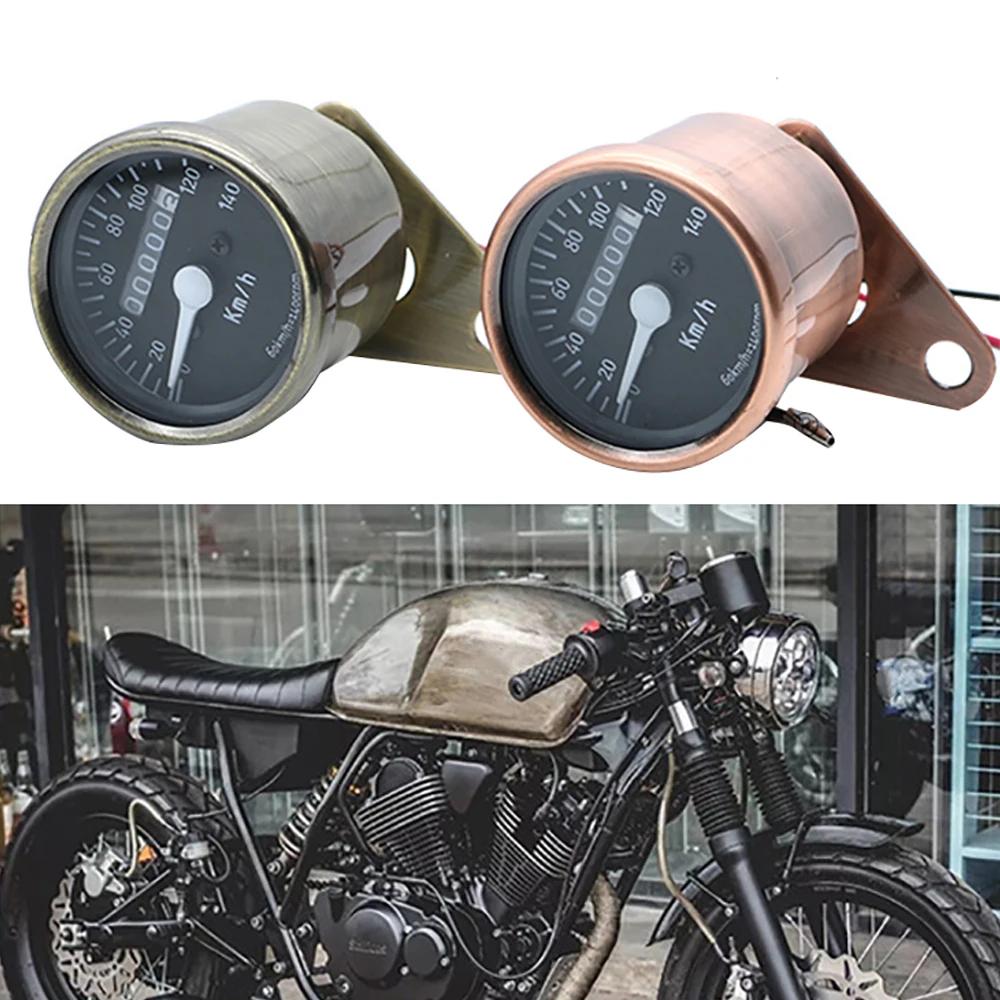 Retro-Copper-Motorcycle-LED-Speedometer-Odometer-Gauge-Universal-Moto ...