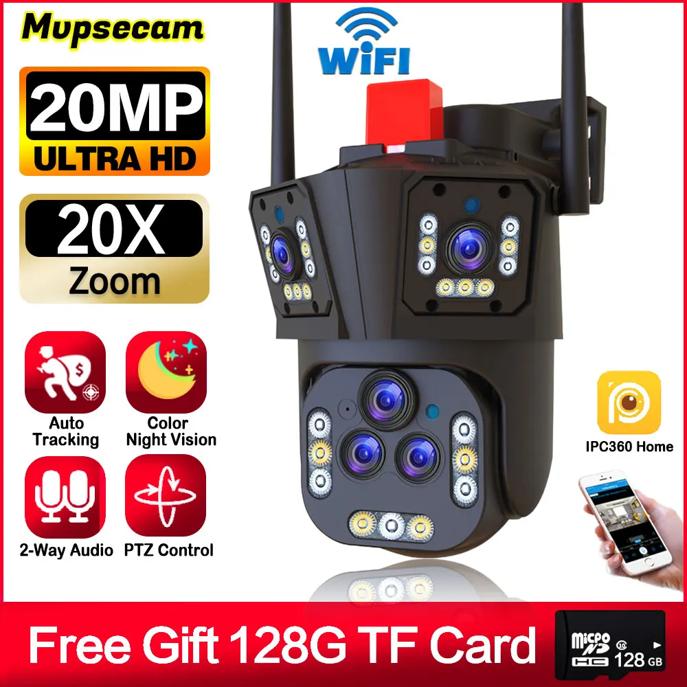 Smart WIFI Surveillance Camera 20MP Multi Lens Camera 20X Zoom PTZ ...
