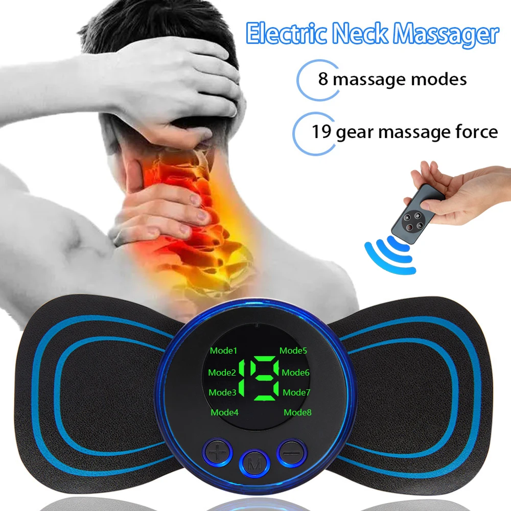 Smart-Electric-Neck-Massager-Patch-EMS-Neck-Stretcher-Remote-Control ...