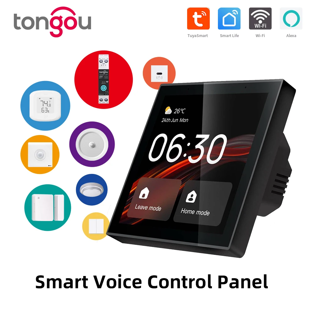 TONGOU Wifi Touch Center Control Panel，Tuya Screen， Bulid in Alexa ...