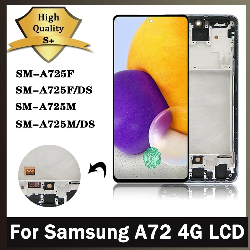 Super-AMOLED-For-Samsung-A72-A725-A725F-Display-Touch-Screen-With-Frame-Digitizer-Assembly-For ...