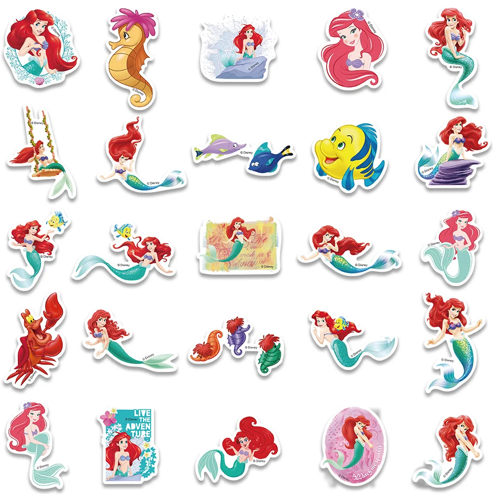 Generic 10/50pcs Disney Cartoon The Little Mermaid Ariel Stickers ...