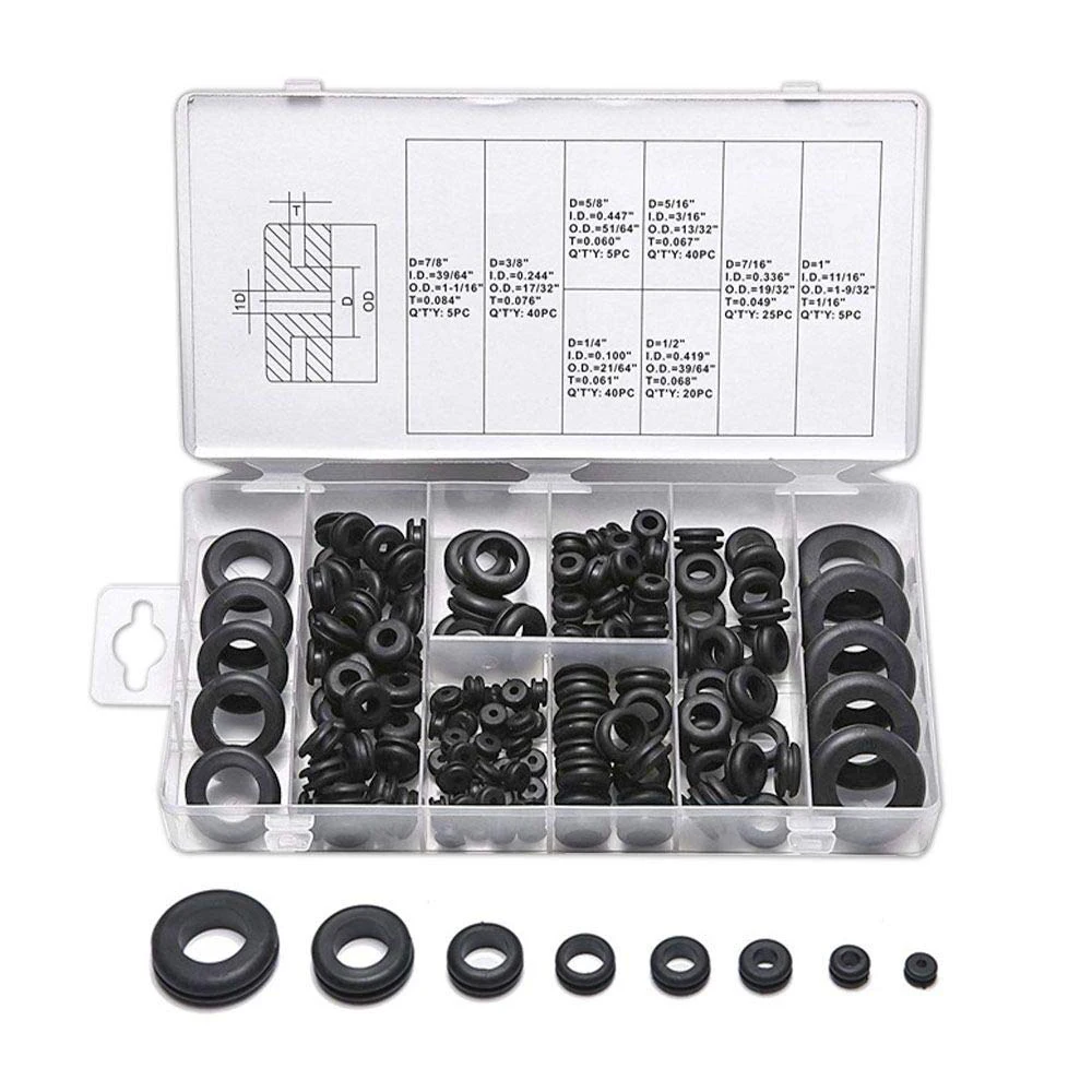 Rubber-grommet-180-piece-wire-washer-combination-kit-with-shell-size-8 ...