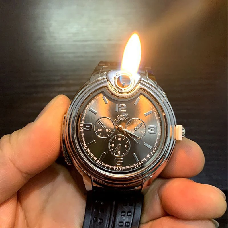 Creative New Watch Inflatable Lighter Metal Personality Gas Electronic ...