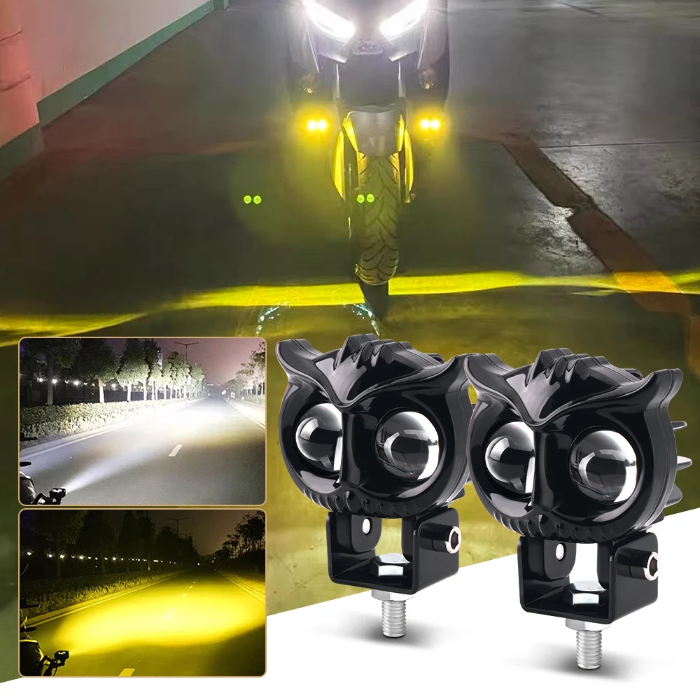Motorcycle-Headlight-Led-Owl-Design-Strobe-Flash-Spotlights-White ...