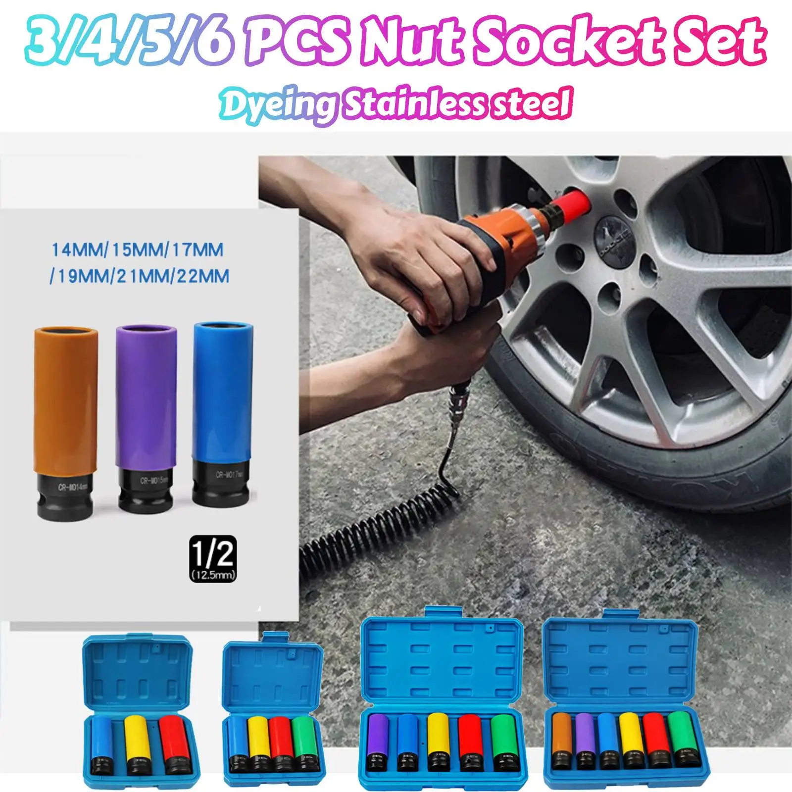 3-4-5-6Pcs-1Set-Sleeve-Alloy-Thin-Wall-Wheel-Nut-Auto-Car-Removal-Tool ...