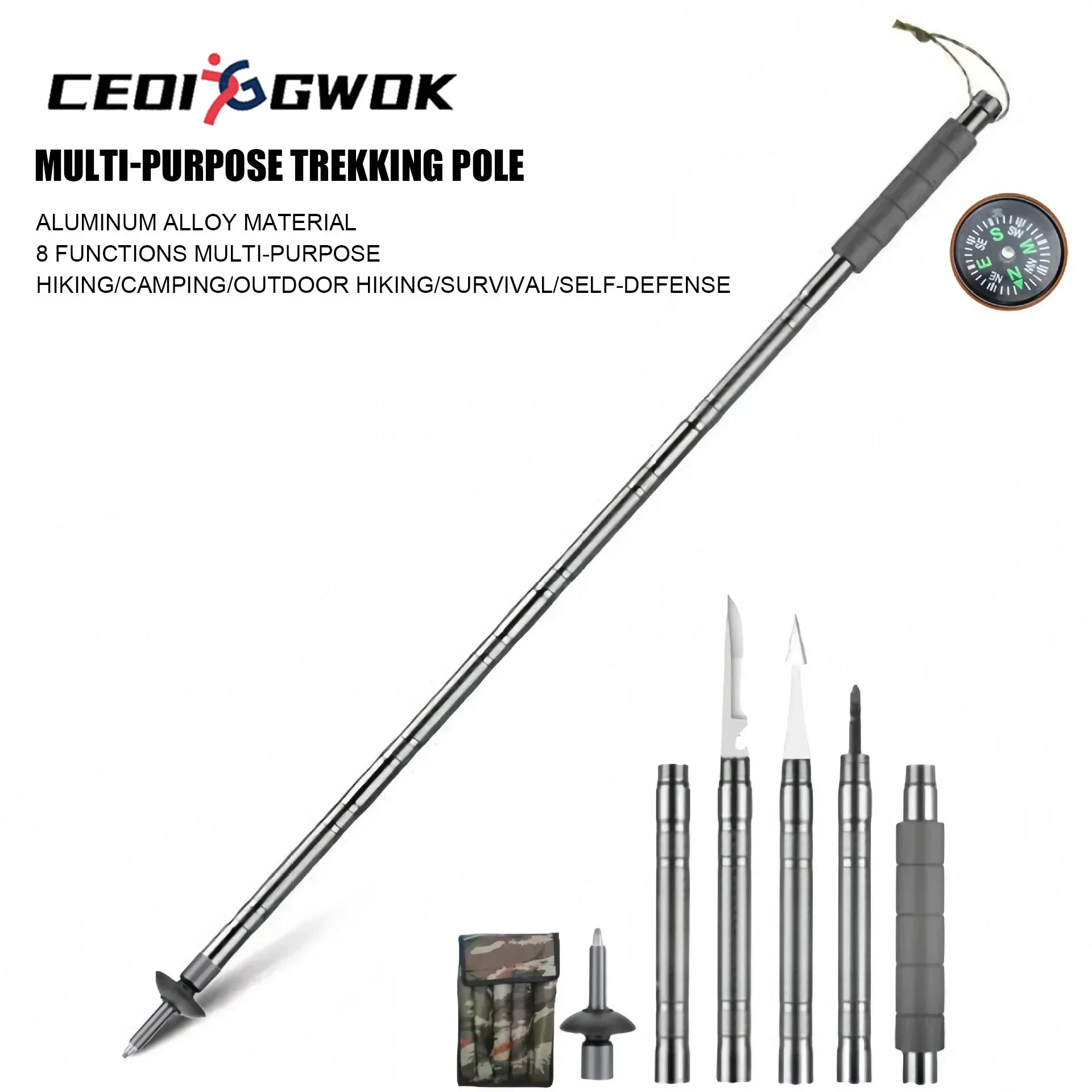 CEOI GWOK 내구성 지팡이 경량 접이식 알루미늄 합금 하이킹 스틱 야외 모험 5-7 섹션 트레킹 폴 - AliExpress 18