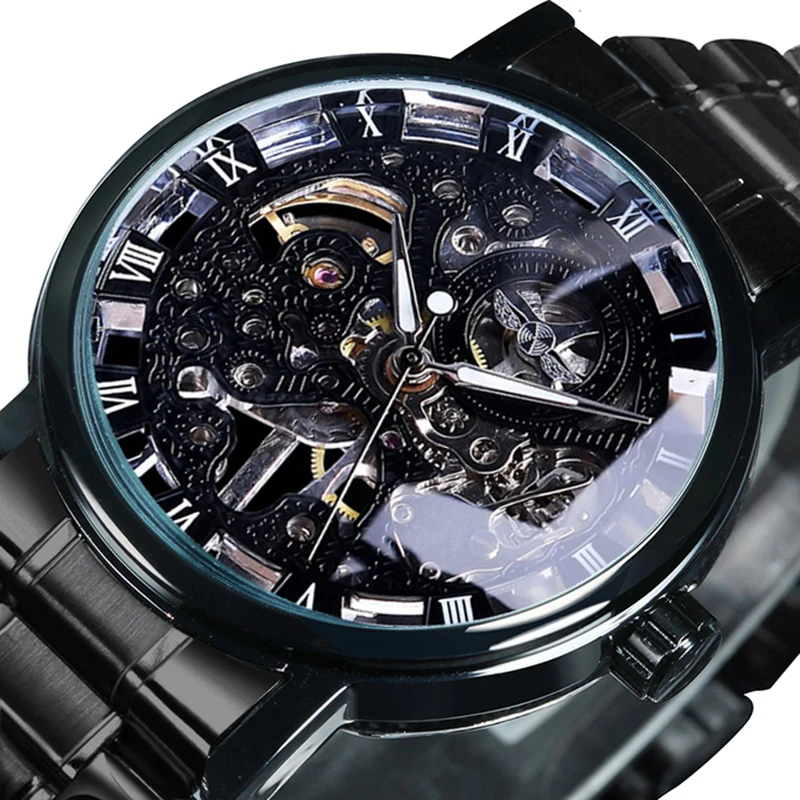 WINNER-Black-Skeleton-Mechanical-Watch-for-Men-Luminous-Pointers ...