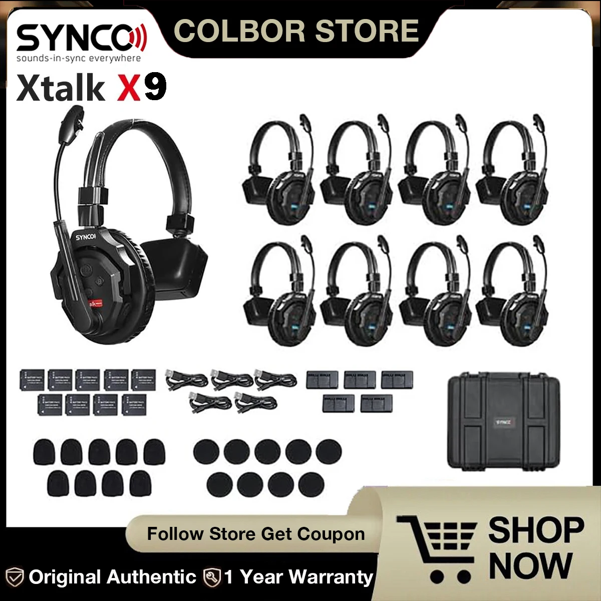 SYNCO-XTalk-X9-Headset-sem-fio-XTalk-X9-sistema-de-interfone-dispositivo-Random-Master-design ...