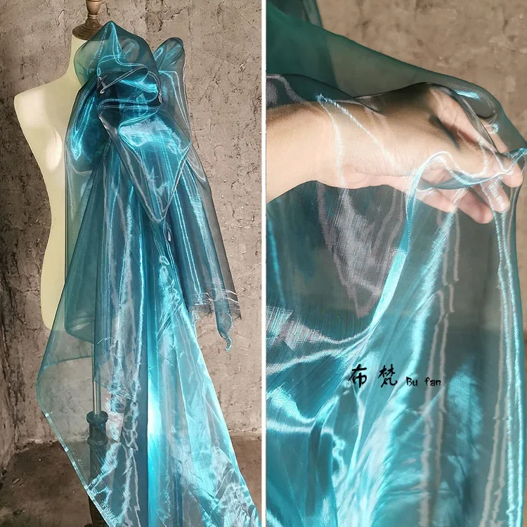 Deep-Sea-Blue-Gradient-Laser-Aqua-Organza-Designer-Fabrics-Clothing ...