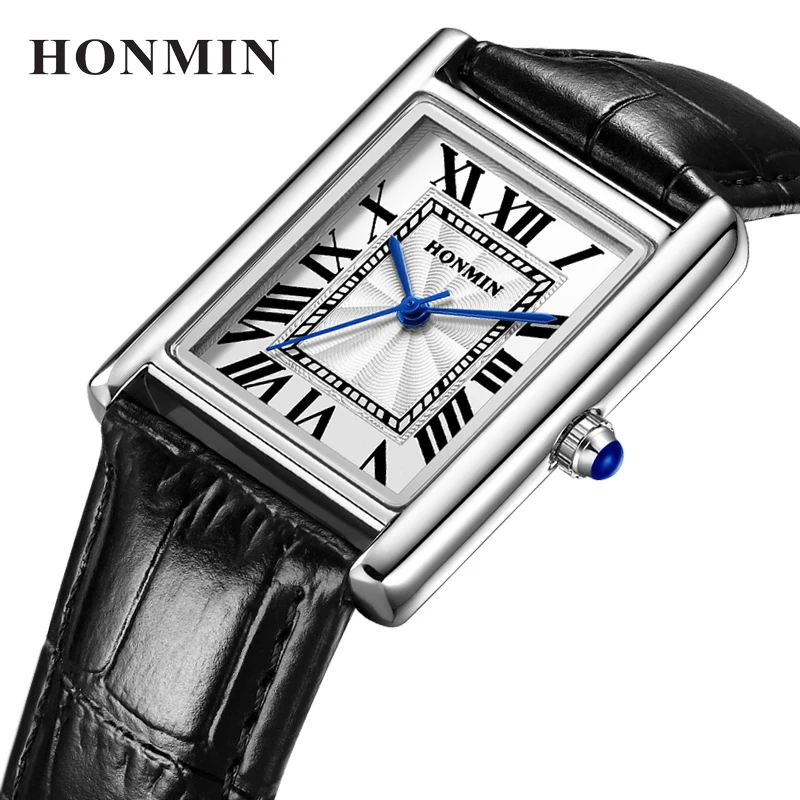 HONMIN Tank Watch Luxury Watches for Man Square Roman Dial Male Clock ...