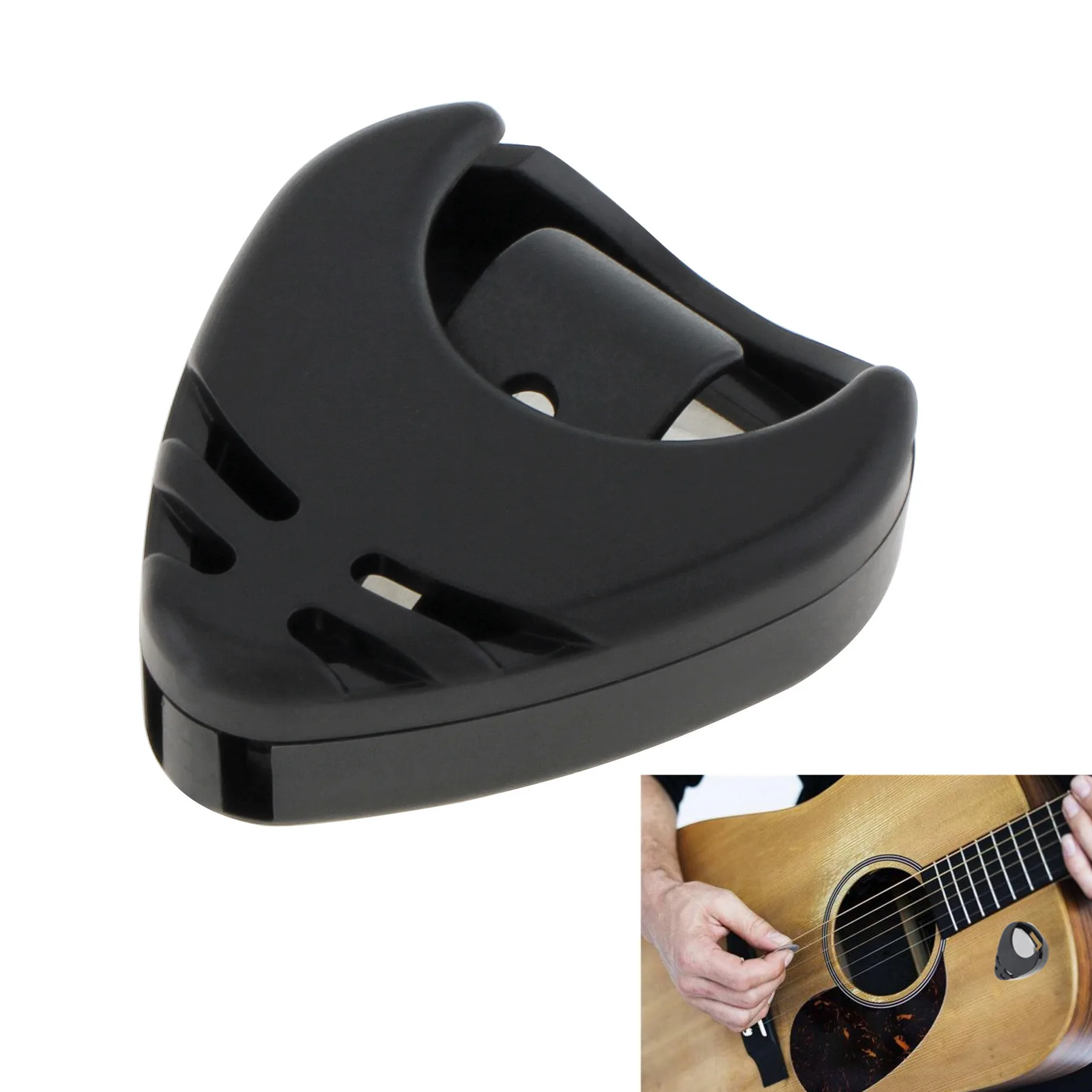 Black-Plastic-Stick-on-Guitar-Pick-Holder-Plectrum-Case-Storage-Box-for ...