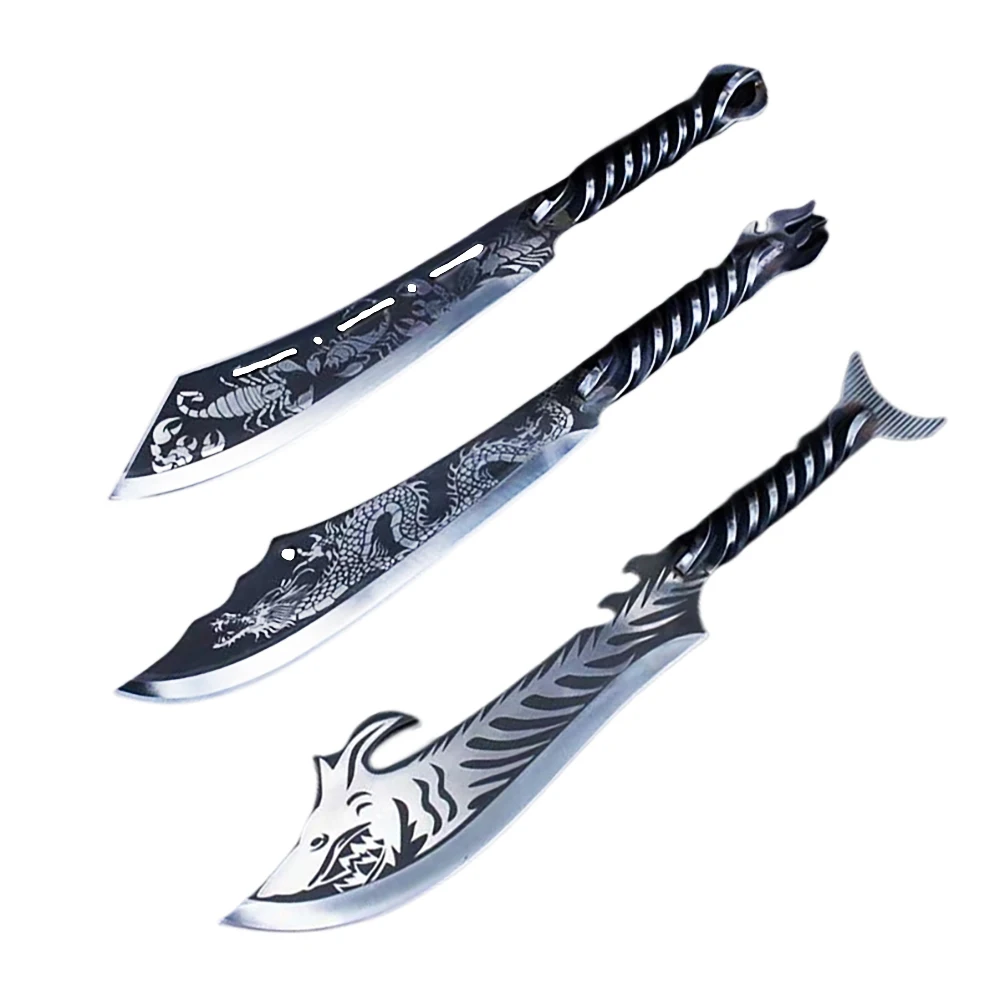 XSG Butcher Bone Chopper Special-shaped Machete Twisted Steel Handle ...