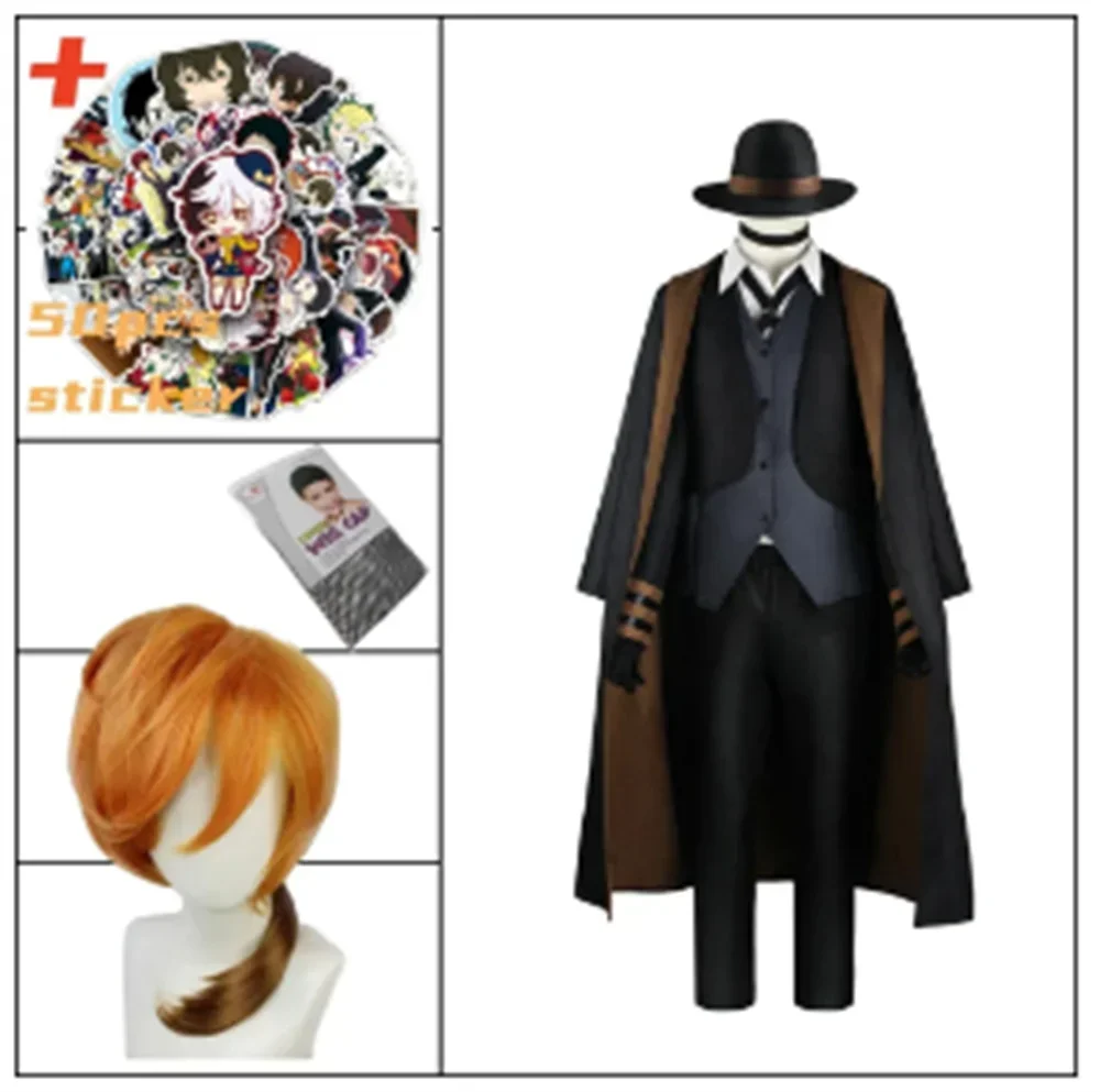 Disfraz de Nakahara Chuuya para cosplay, sombrero, uniforme, gabardina ...