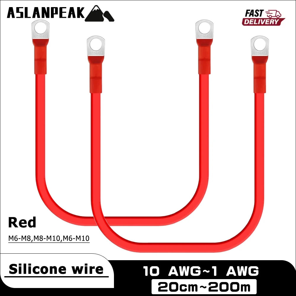 Red M6-M8/M8-M10/M6-M10 Battery inverter cable with lug lithium battery ...