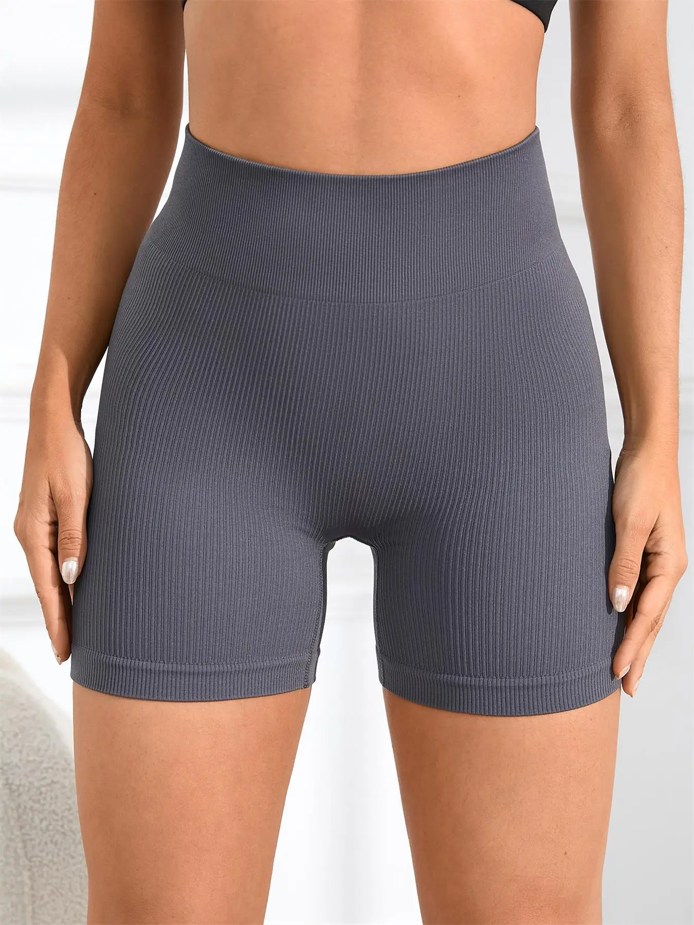 Women-s-Solid-High-Waist-Sports-Shorts-High-Stretch-Seamless-Yoga ...