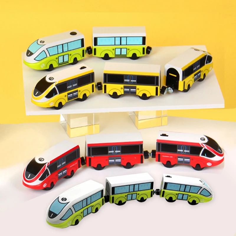 Electric-Train-Set-Wooden-Track-Car-Children-Transport-Toy-Compatible ...