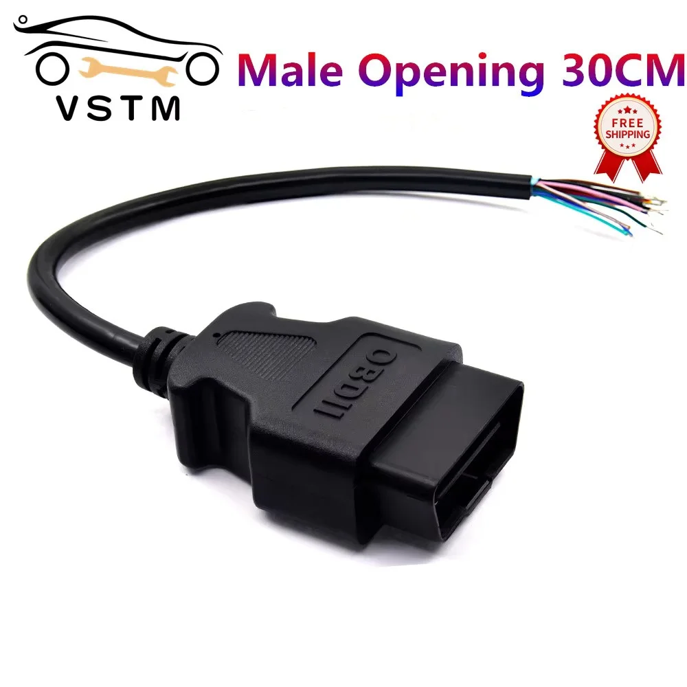 OBD2-16Pin-Male-Plug-Connector-30CM-Auto-Scanner-Cables-OBDII-16Pin ...