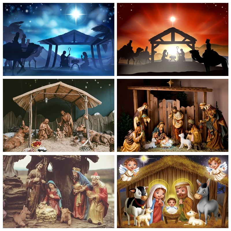 Christmas Jesus Nativity Photocall Background Baby Shower Stable ...