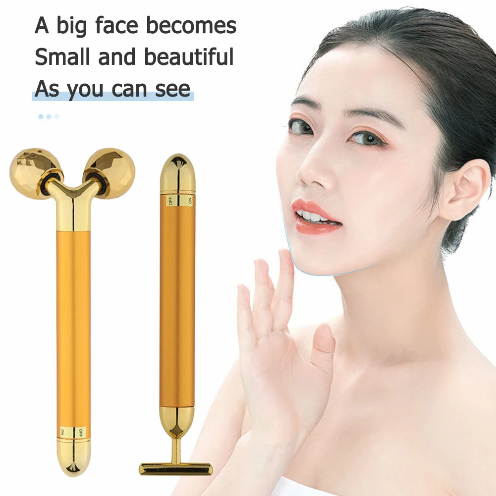 Rodillo de Lifting Facial 3D de oro de 24K, palo de masaje con forma de ...