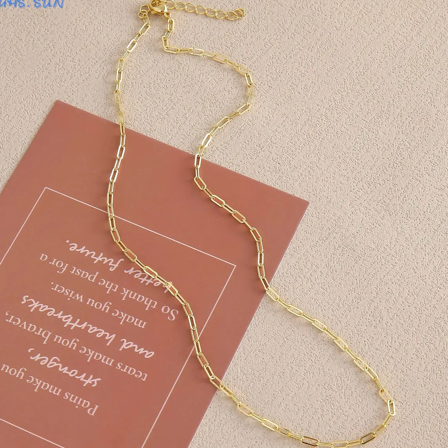 MHS-SUN-Punk-Gold-Color-Paperclip-Link-Chain-Women-Men-Metal-Necklace ...