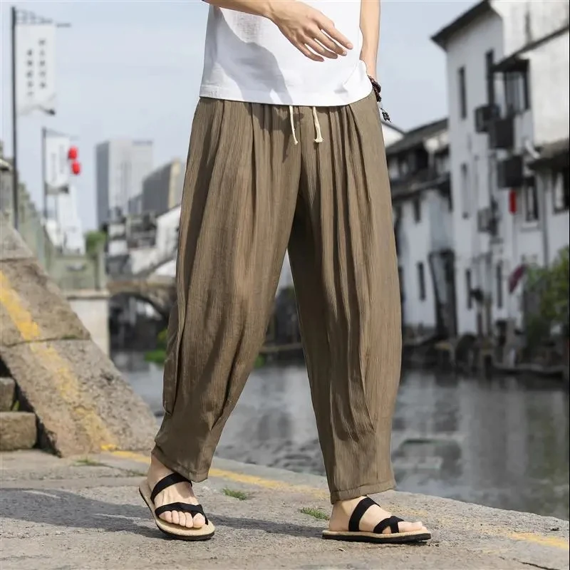 Man-Pants-Chinese-Wind-Light-Ice-Silk-Pants-Homme-Linen-Pants-Summer ...