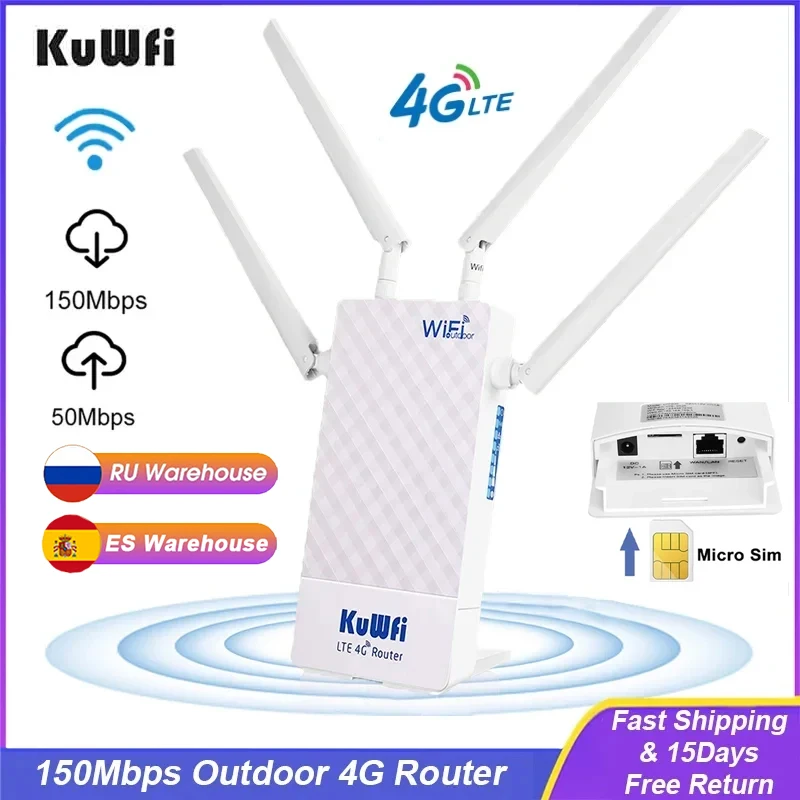 KuWFi-enrutador-inal-mbrico-4G-LTE-para-exteriores-enrutador-WiFi-de-150Mbps-con-ranura-para ...