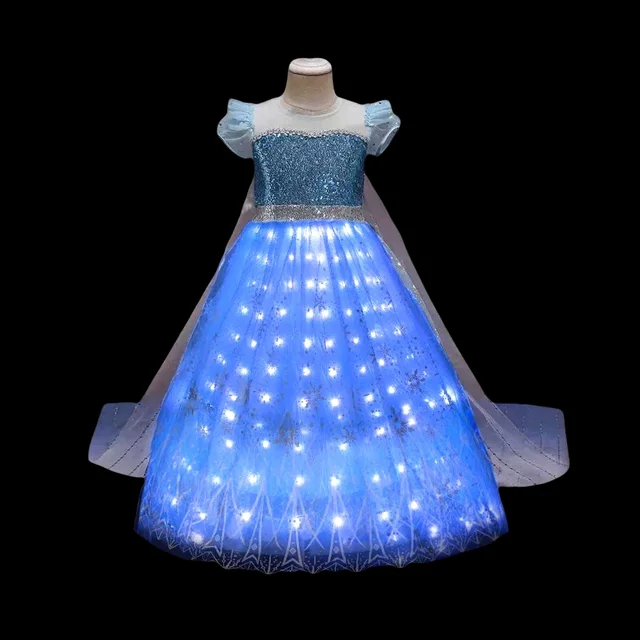 Uporpor Frozen Princess Elsa LED Light Up Dress for Girls Kids Cosplay ...
