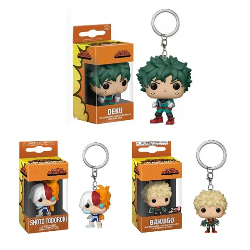Anime My Hero Academia Cartoon Figure Keychain Deku Bakugo Todoroki ...