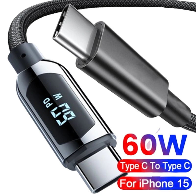 60W-Dual-USB-C-Digital-Display-Cable-Fast-Charging-USB-Type-C-to-Type-C ...