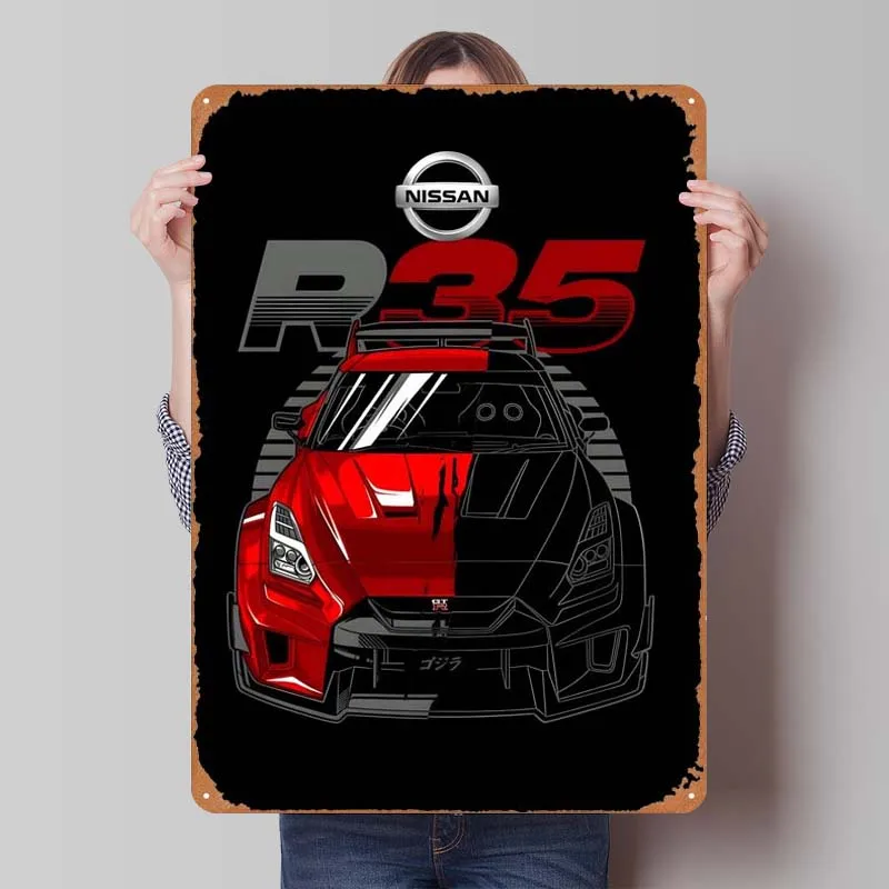 Nissan-GTR-R35-Metal-Sign-Cars-Poster-Wall-Decor-Living-Room-Decoration ...