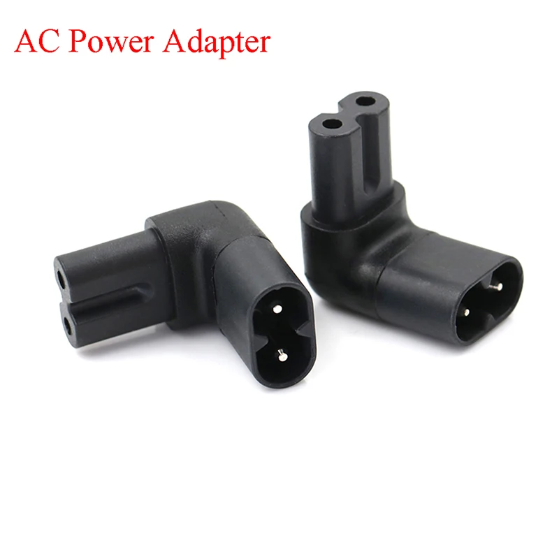 1Pc-IEC-320-2-Pin-C7-Female-To-C8-Male-Right-Angled-AC-Power-Adapter ...