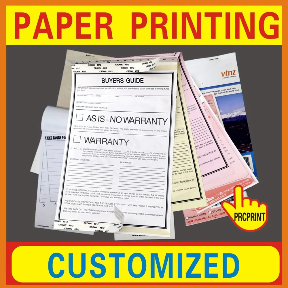 PRCPRINT custom A4/A5/A6 invoice book printing 50 65g duplicate ...